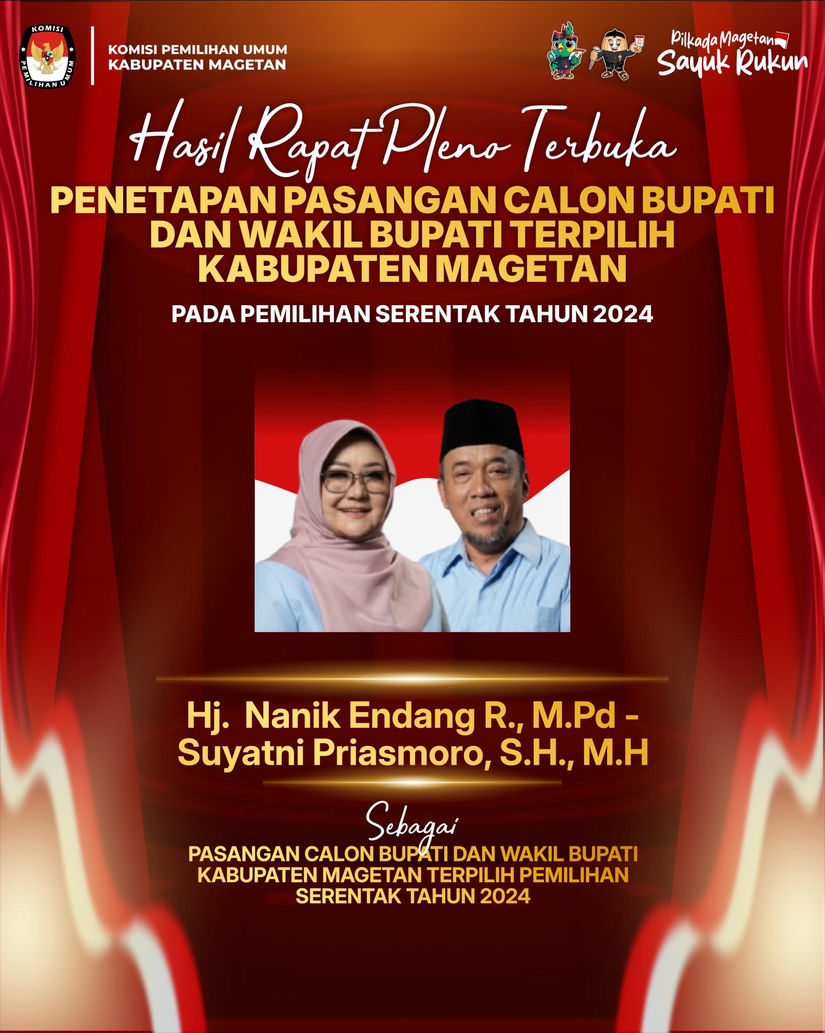 Hj. Nanik Endang Rusminiarti dan Suyatni Priasmoro Sebagai Bupati dan Wakil Bupati Magetan ...